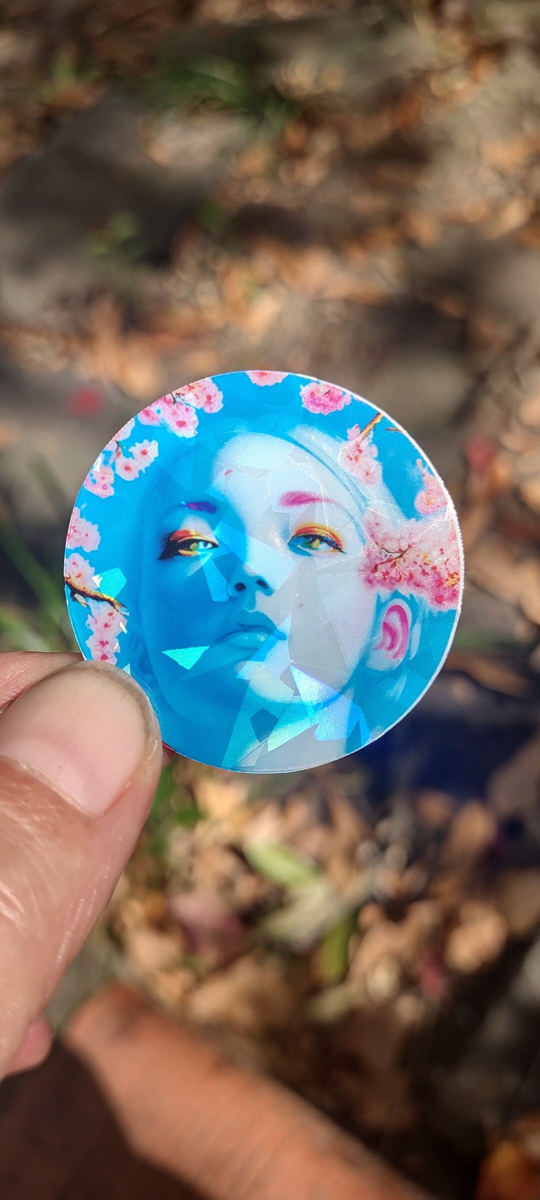 1.5 POPSOCKET Sticker HOLOGRAPHIC Face With Cherry - Etsy