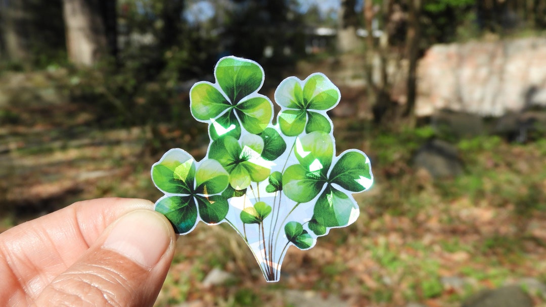 2 Sticker HOLOGRAPHIC Shamrock Clover Bunch STICKER Water Resistant ...