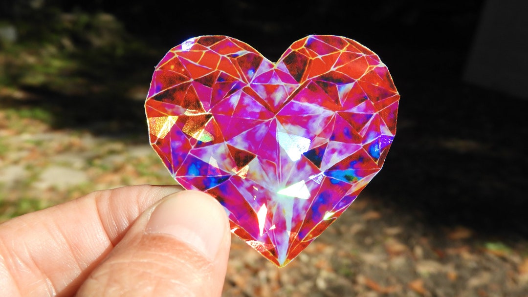 2 Sticker HOLOGRAPHIC Gemstone Heart STICKER Water Resistant Vinyl 2 ...