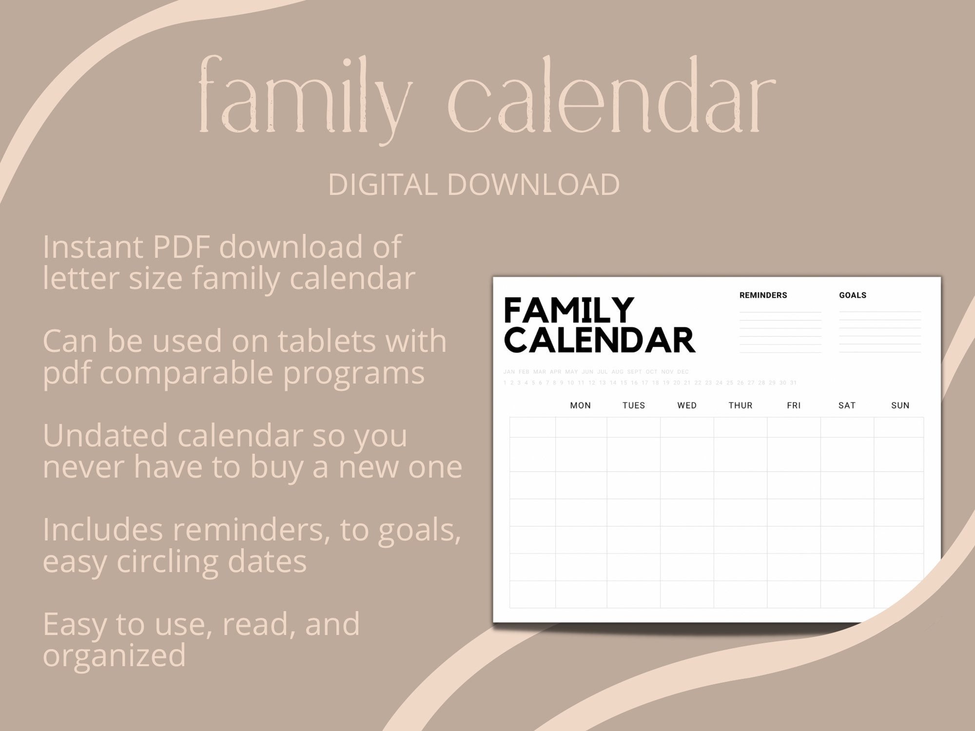 Weekly Family Calendar Digital Download - Etsy