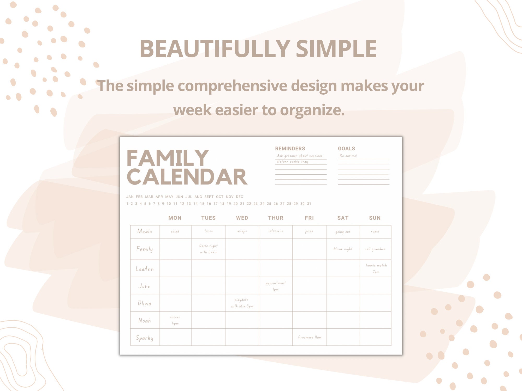Weekly Family Calendar Digital Download - Etsy