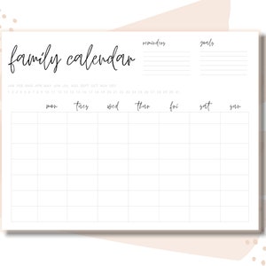 Weekly Family Calendar Digital Download | Calligraphy Design - Etsy
