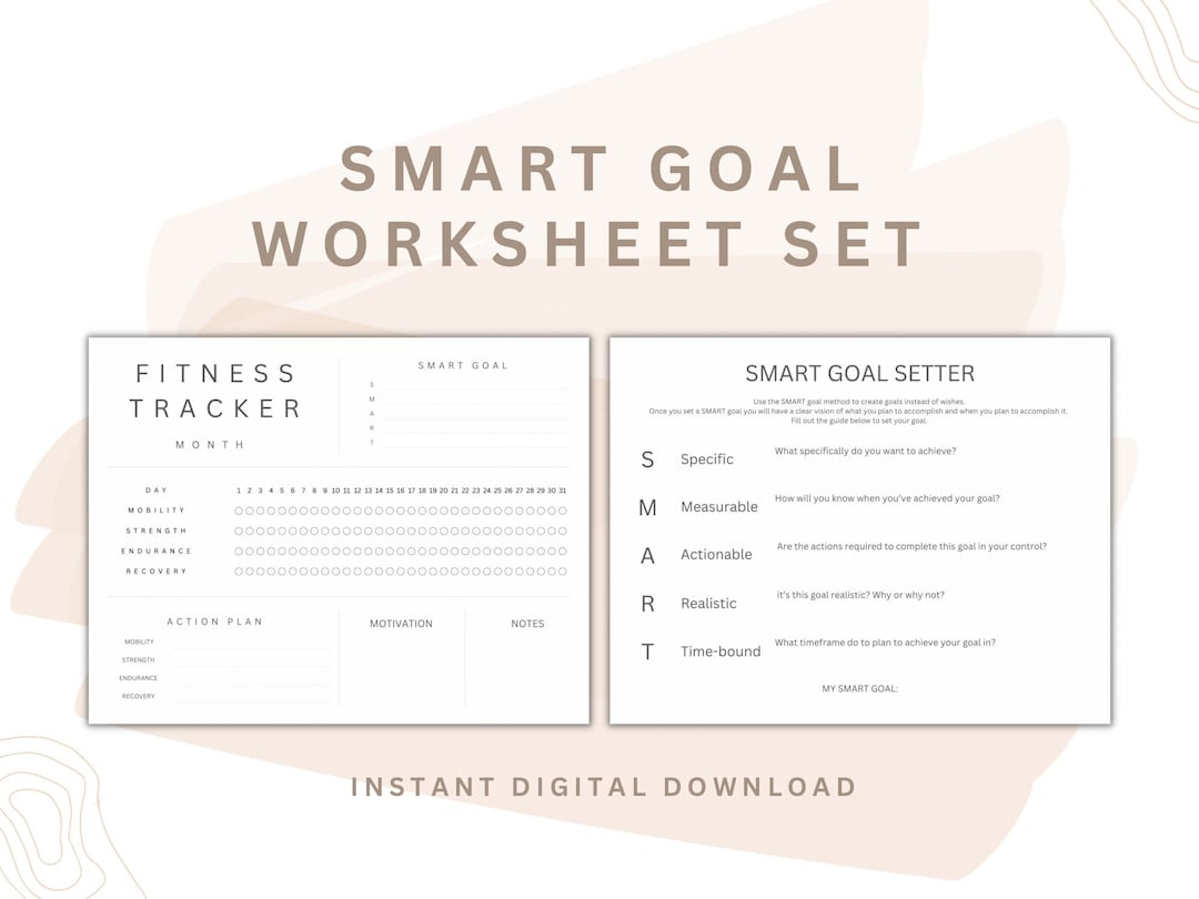 Fitness Tracking Worksheets: SMART Goal Setter & Fitness Tracking - Etsy