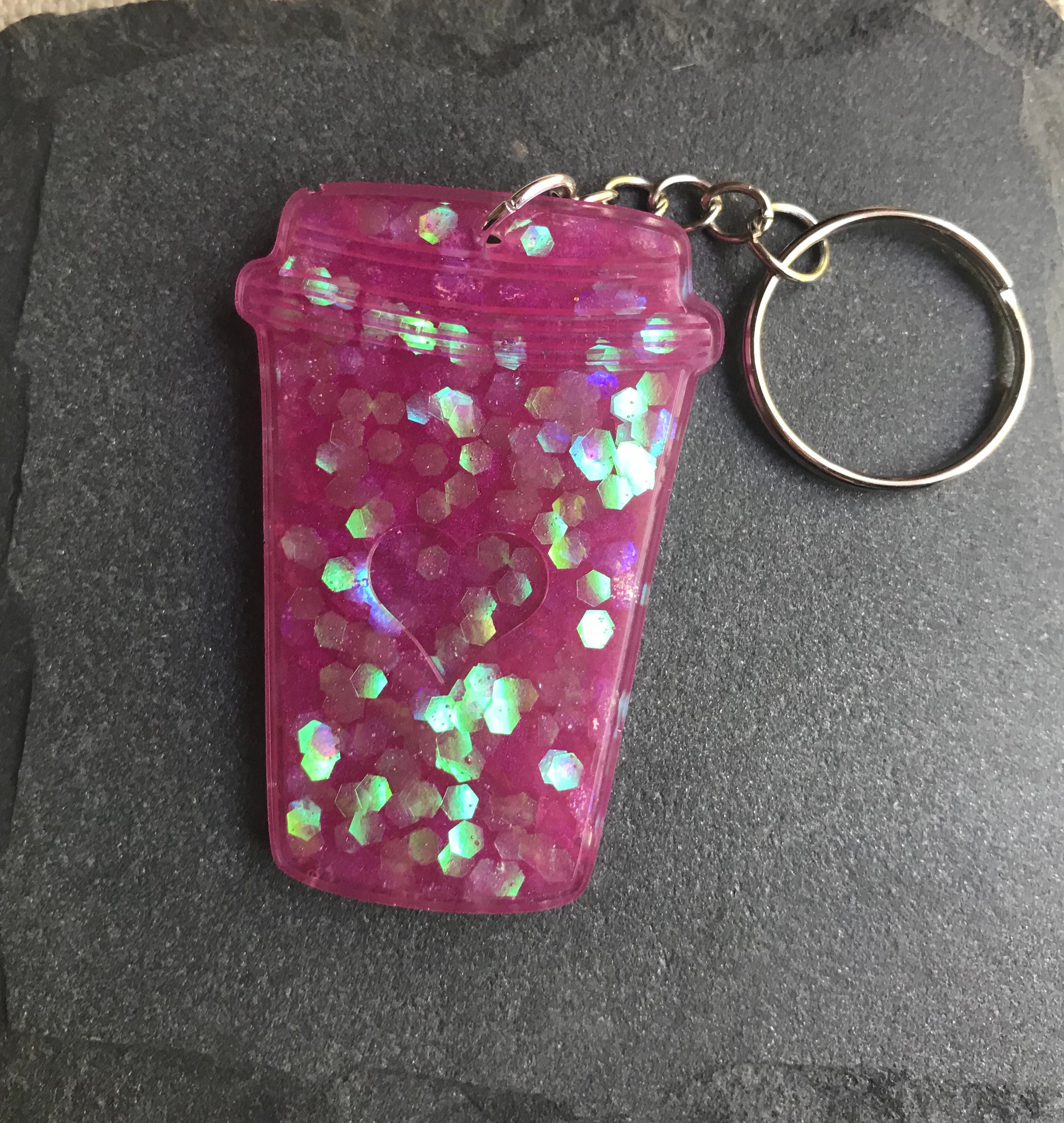 Coffee Cup resin glitter keychain - Etsy.de