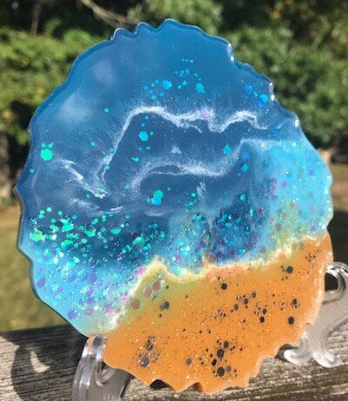 Beach Themed Geode Single Coaster - Etsy