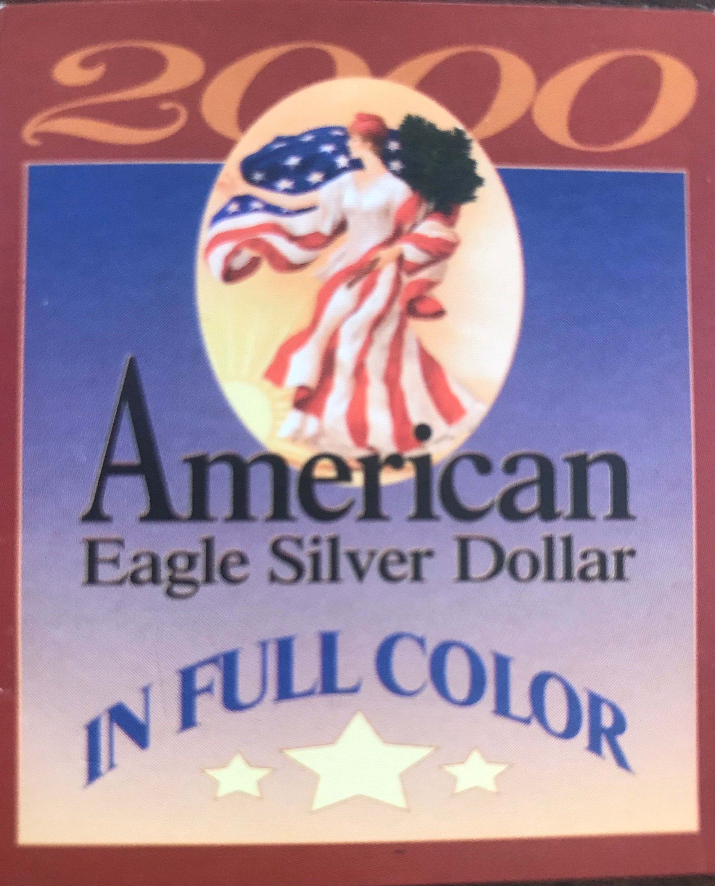 RARE—-2000 Colorized American Silver Dollar Eagle— Painted Both Sides ...