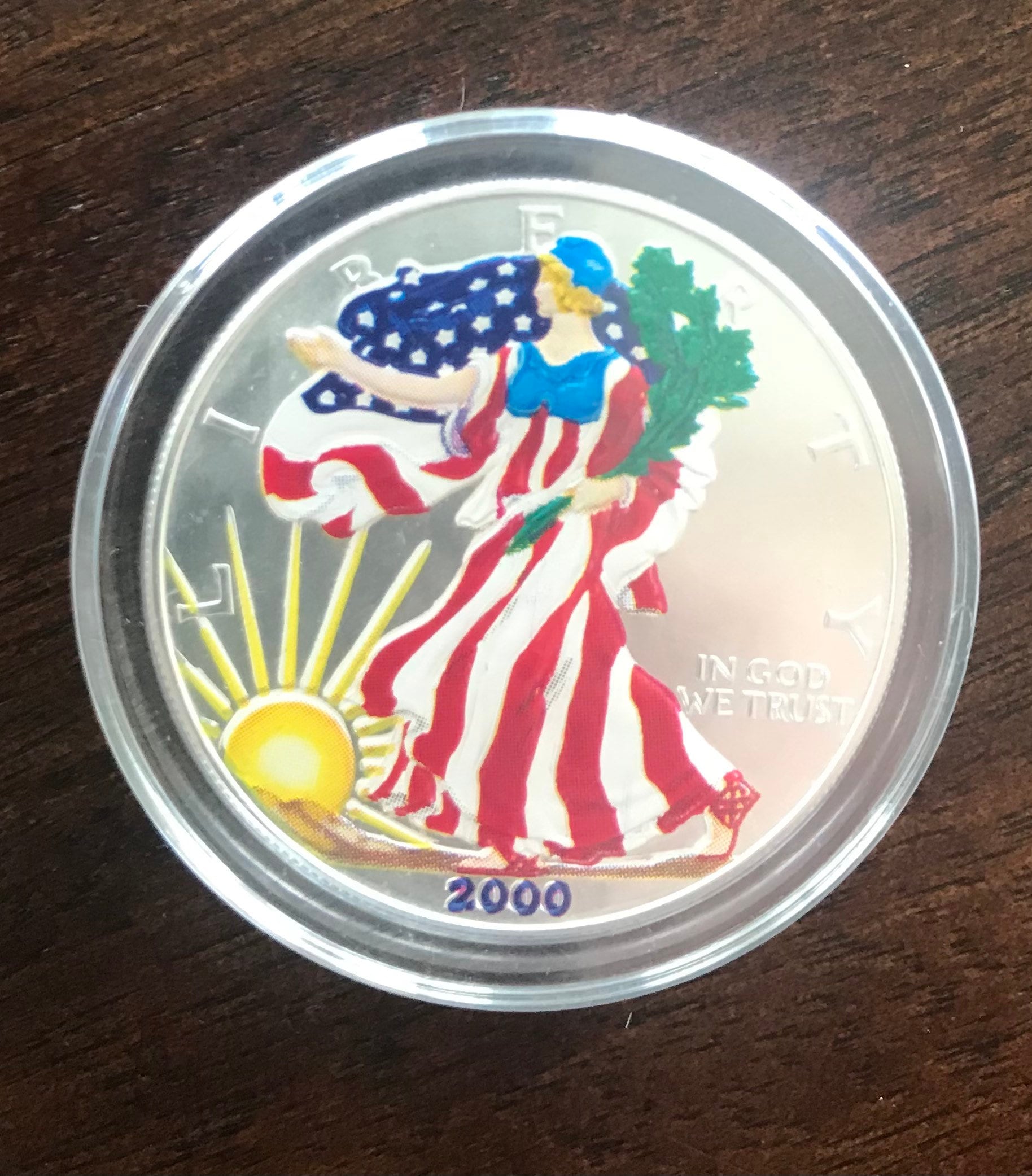 RARE—-2000 Colorized American Silver Dollar Eagle— Painted Both Sides ...