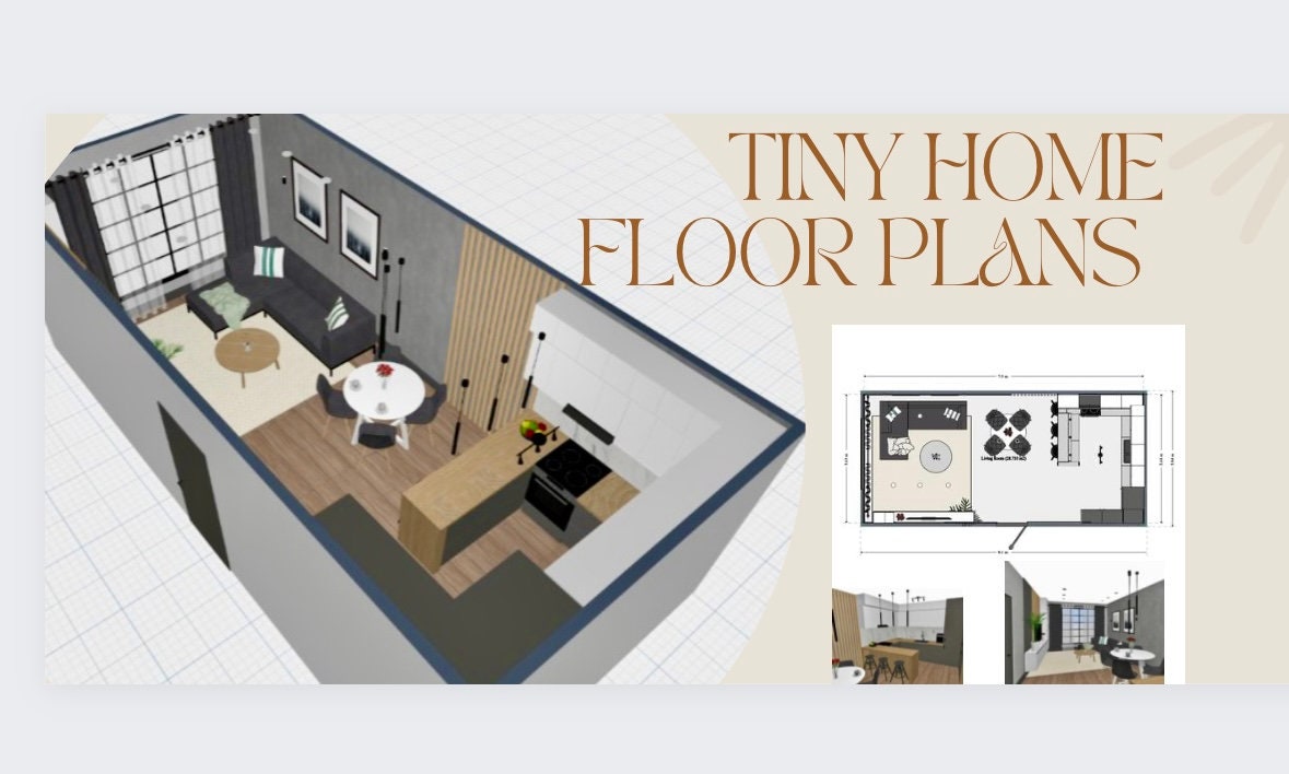 Modern Tiny Home Plan, Architecture Floor Plan, 350 Sq Ft - Etsy