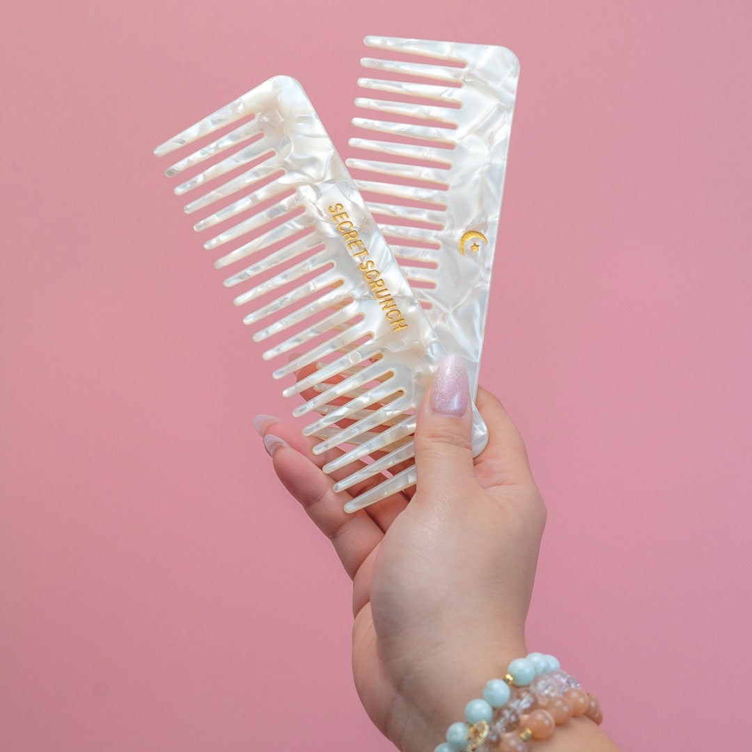 Wide Tooth Acetate Comb for Wet & Dry Hair | Detangling Comb for Thick ...