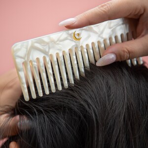 Wide Tooth Acetate Comb for Wet & Dry Hair | Detangling Comb for Thick ...