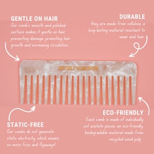 Wide Tooth Acetate Comb for Wet & Dry Hair | Detangling Comb for Thick ...
