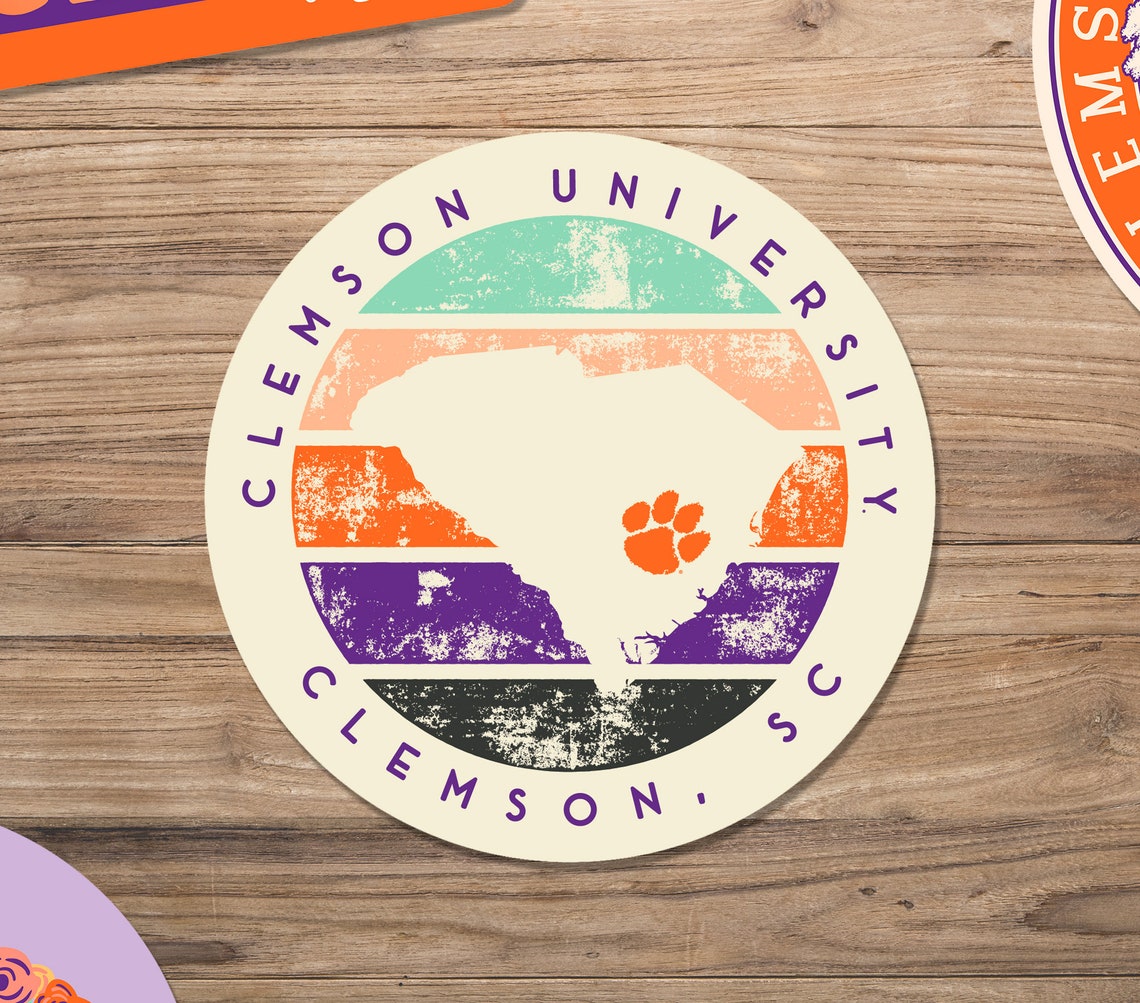 NCAA Clemson Tigers 4 Vinyl Sticker State and Circle | Etsy