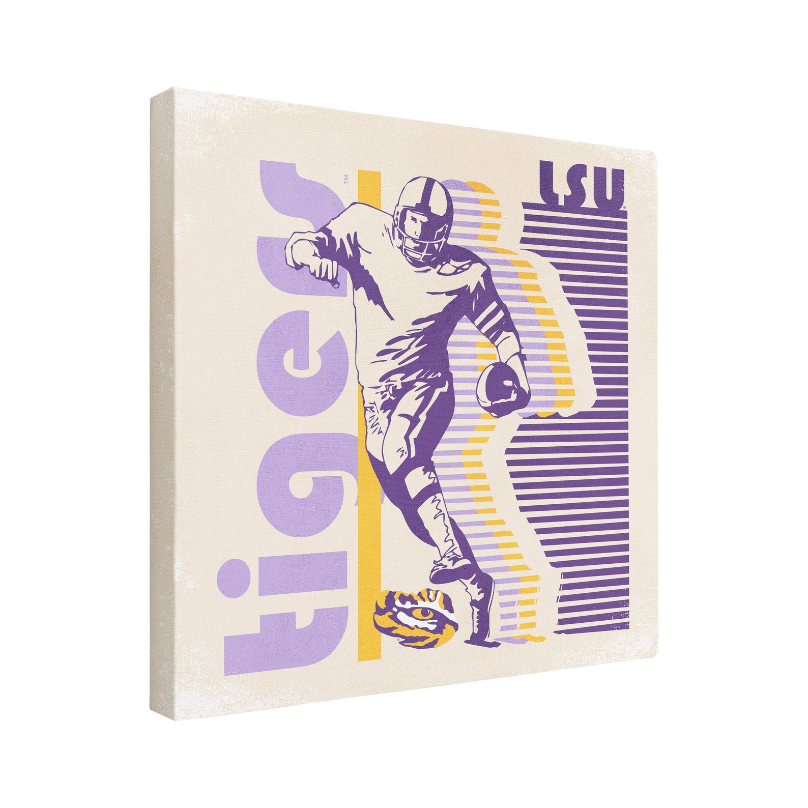 NCAA LSU Tigers Canvas Wall Art Retro Football Player | Etsy