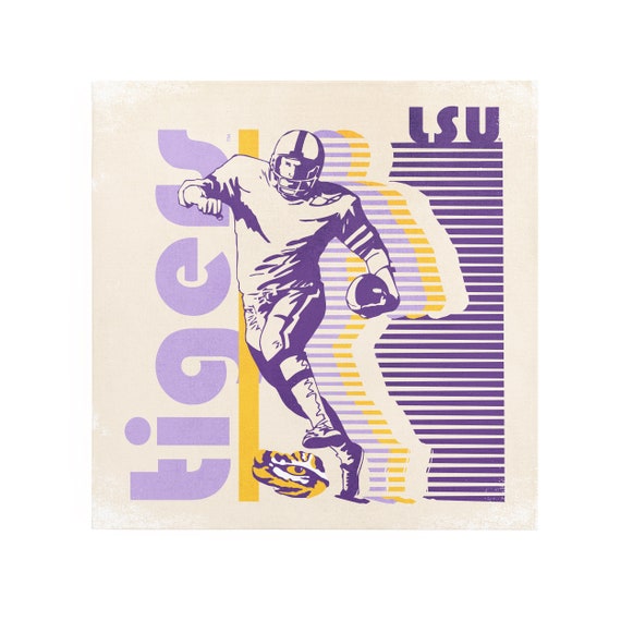 NCAA LSU Tigers Canvas Wall Art Retro Football Player | Etsy