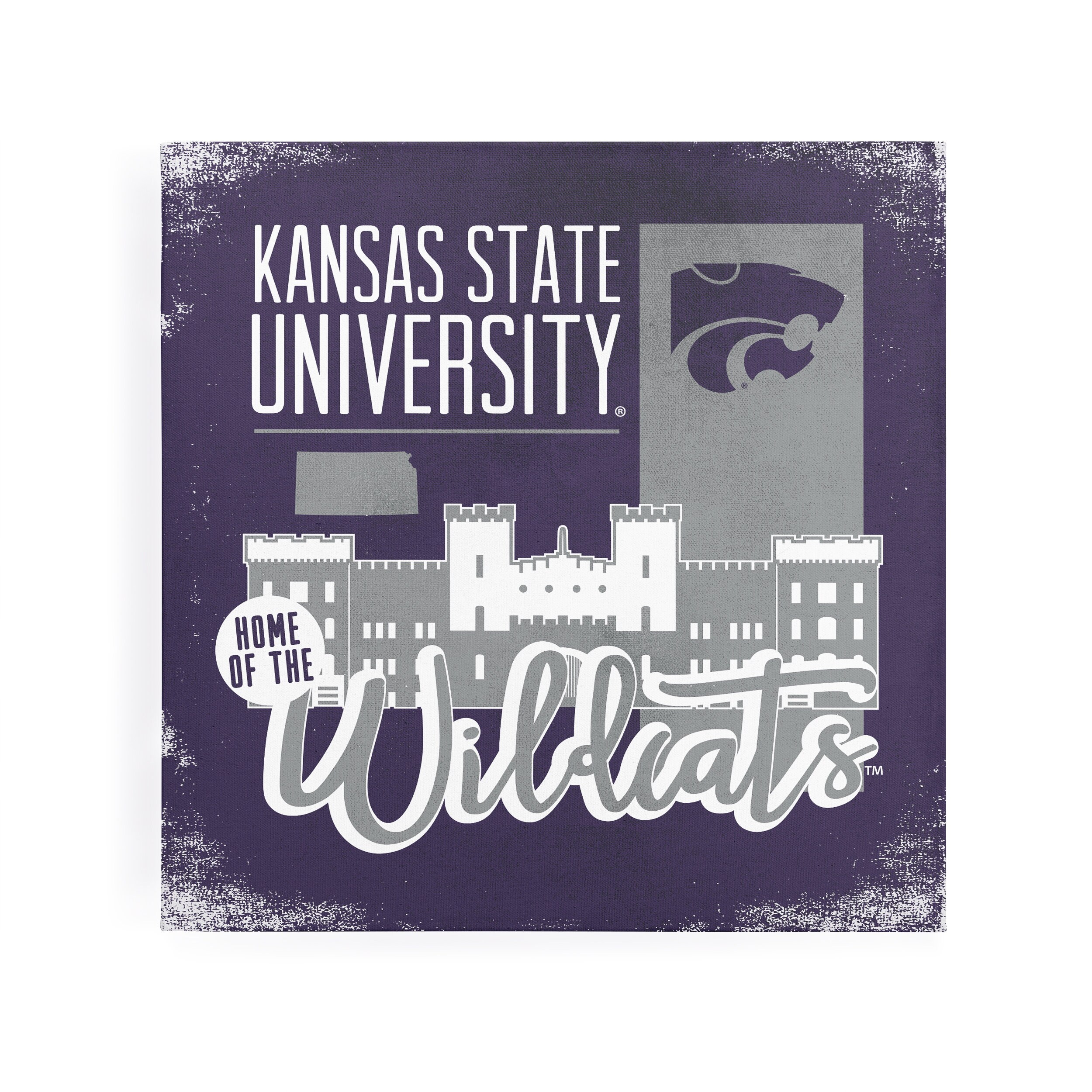NCAA Kansas State Wildcats Canvas Wall Art Building Stripe | Etsy