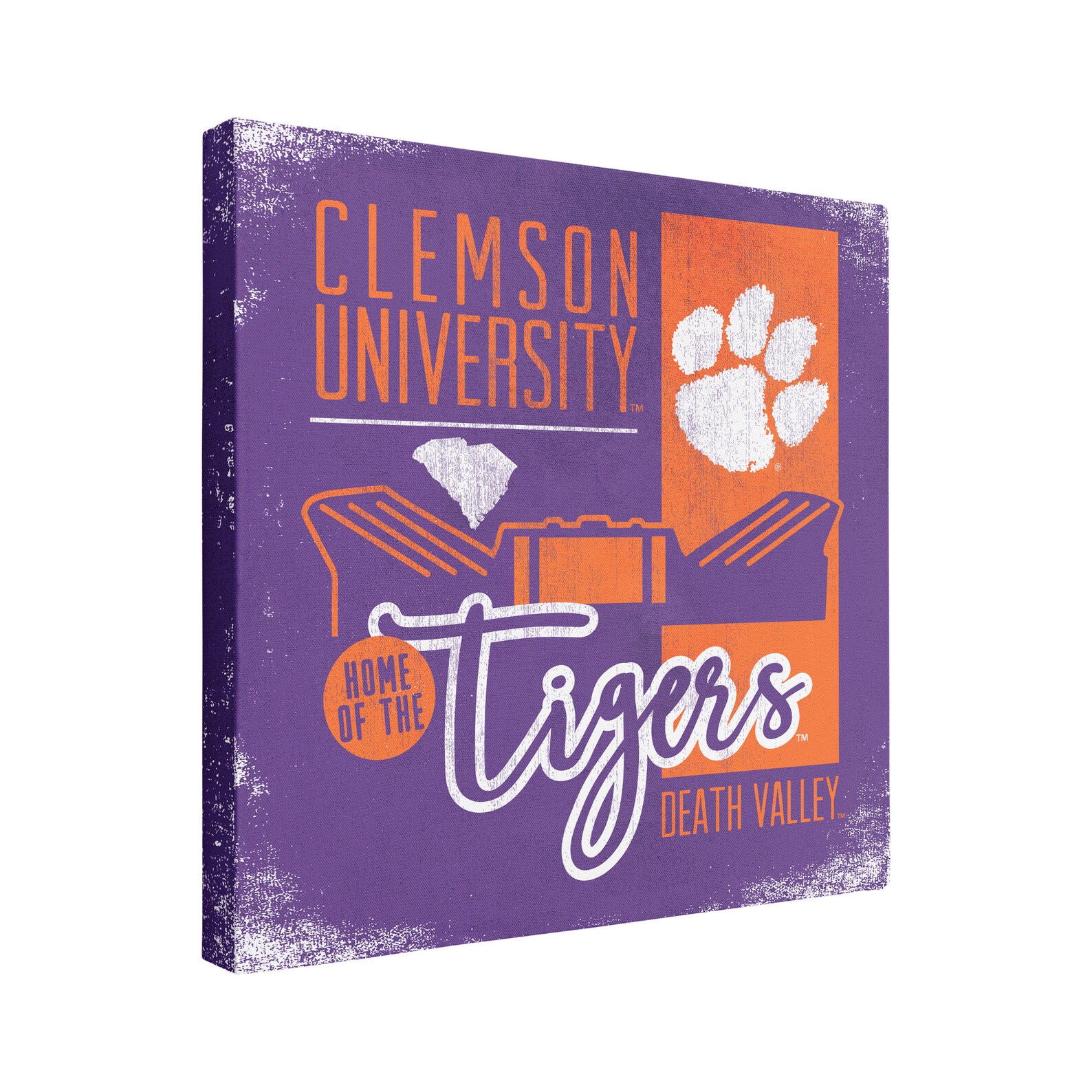 NCAA Clemson Tigers Canvas Wall Art Building Stripe | Etsy