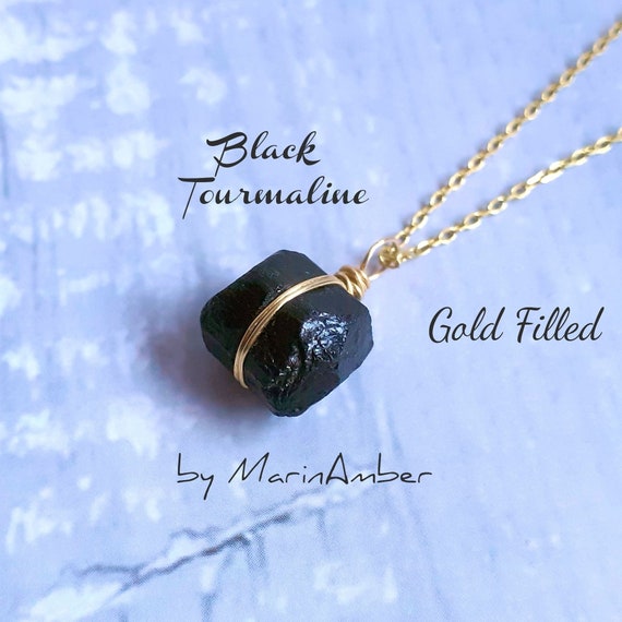 Turmalin Halskette, Gold Turmalin Halskette, Schwarze Turmalin ...