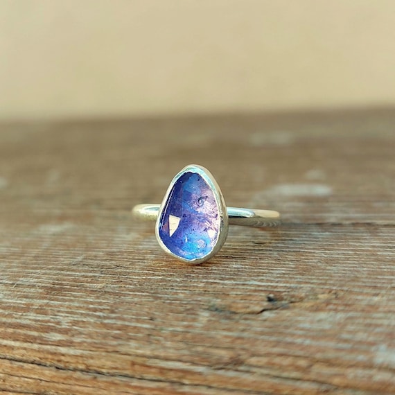 Natural Tanzanite ring Sterling silver ring with Tanzanite gemstone Genuine Tanzanite jewellery Handmade jewellery with natural stones Etsy