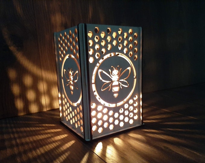Bee, Wooden Tea Light Holder / Lantern. Bee Design - Etsy