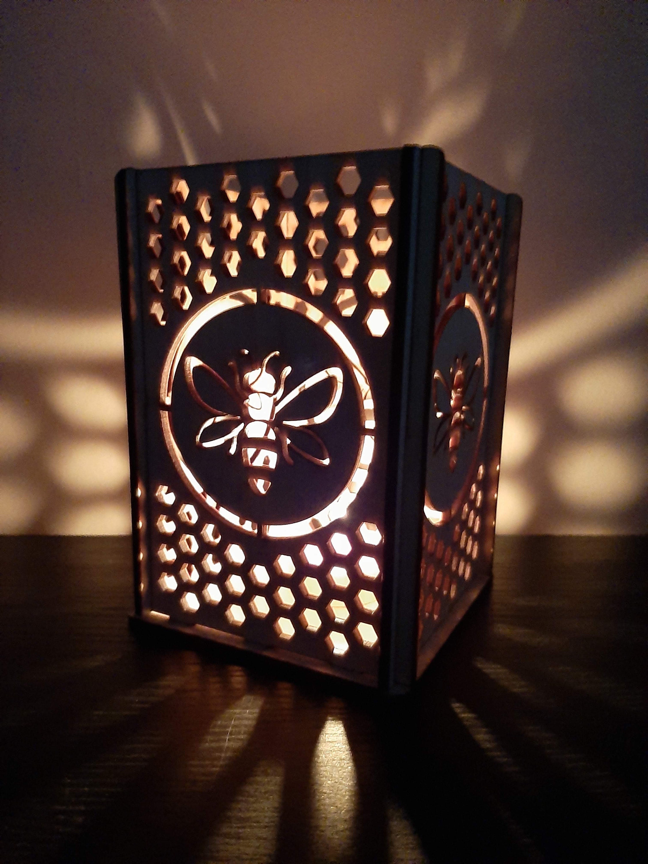 Bee Wooden Tea Light Holder / Lantern. Bee Design - Etsy