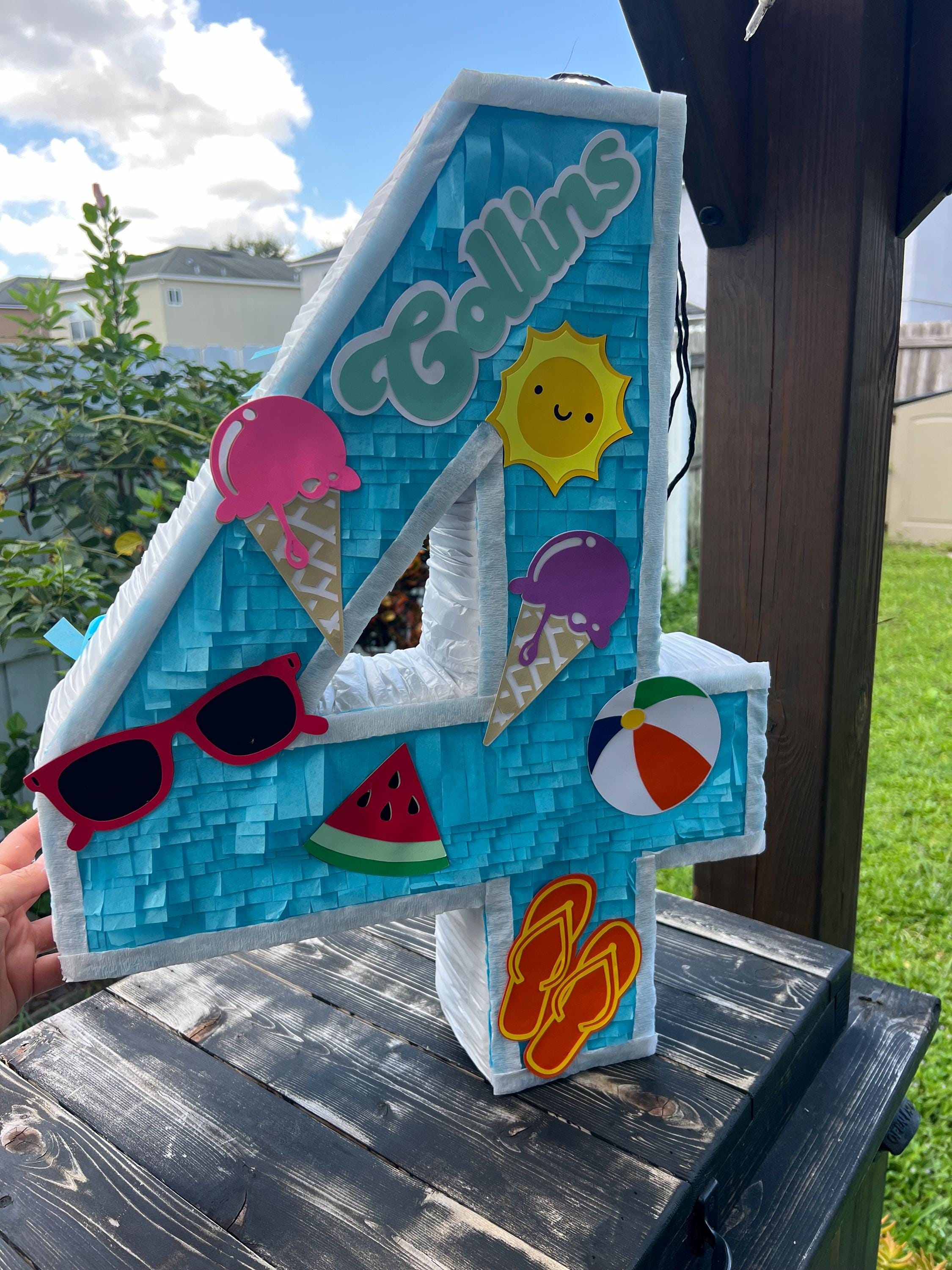 Summer Number Pinata: Handmade Pool Party Decoration - Etsy