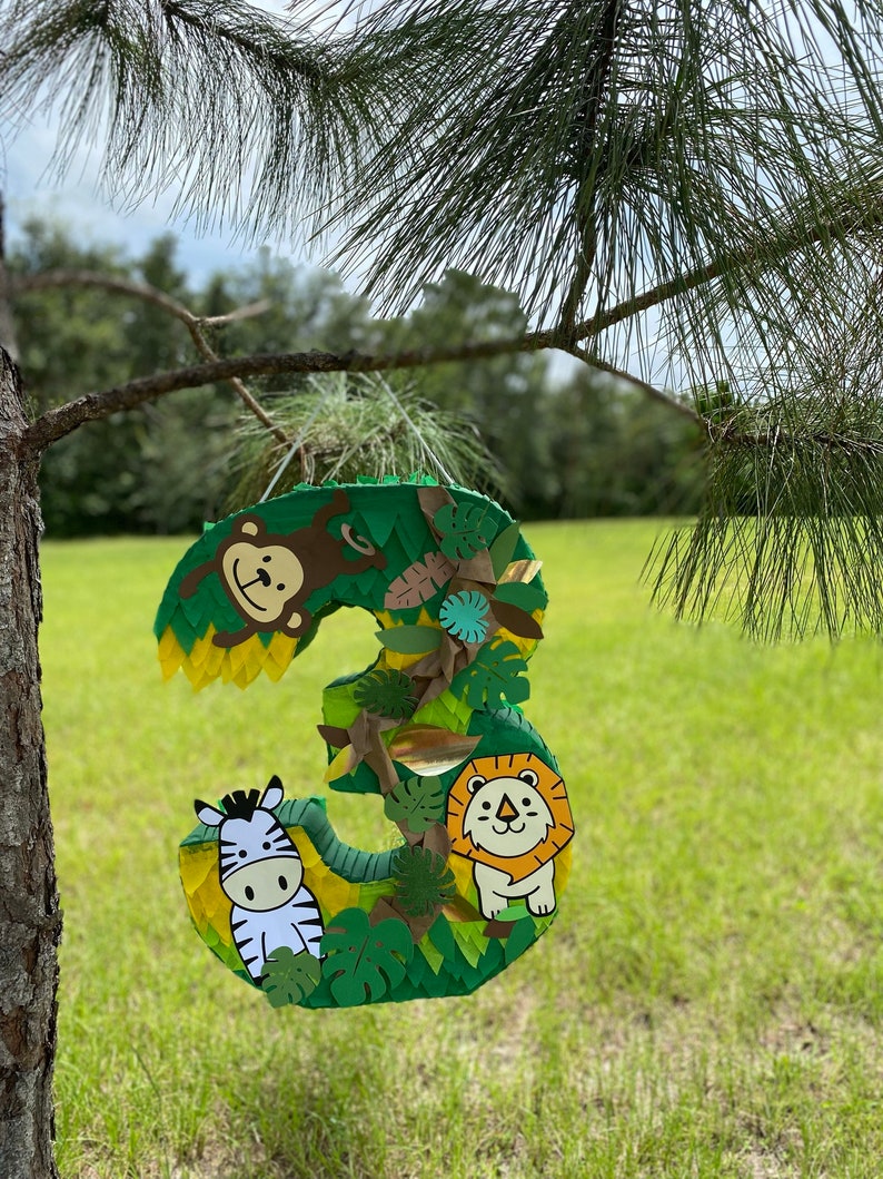 Safari Number Pinata: Jungle Theme Party Decoration (1-9) - Etsy