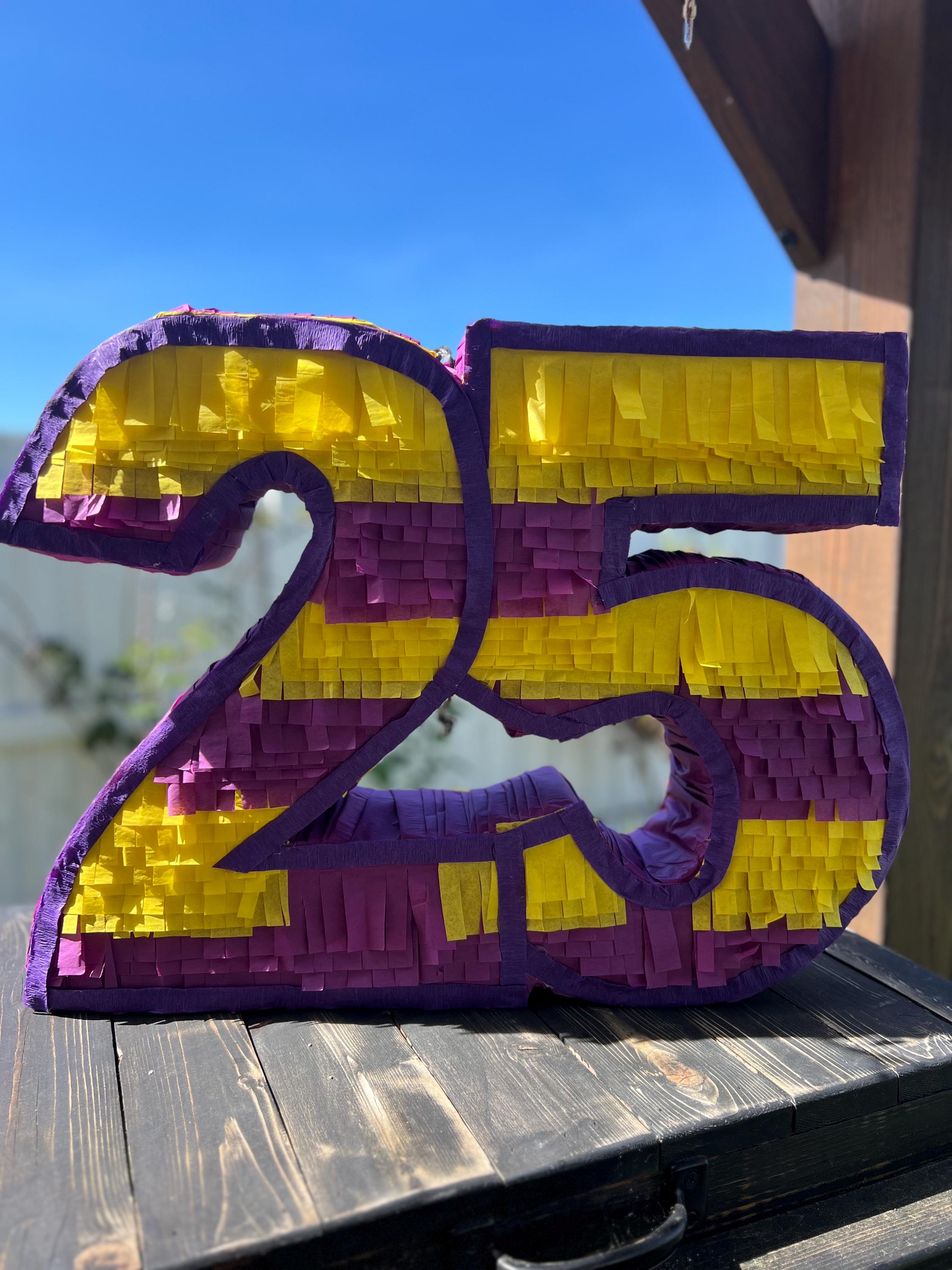 Number 25th Pinata (custom Colors) 25th Birthday - Etsy