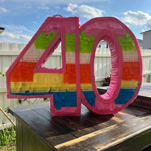 Number 40th Pinata: Custom Colors, 40th Birthday Party Decoration - Etsy