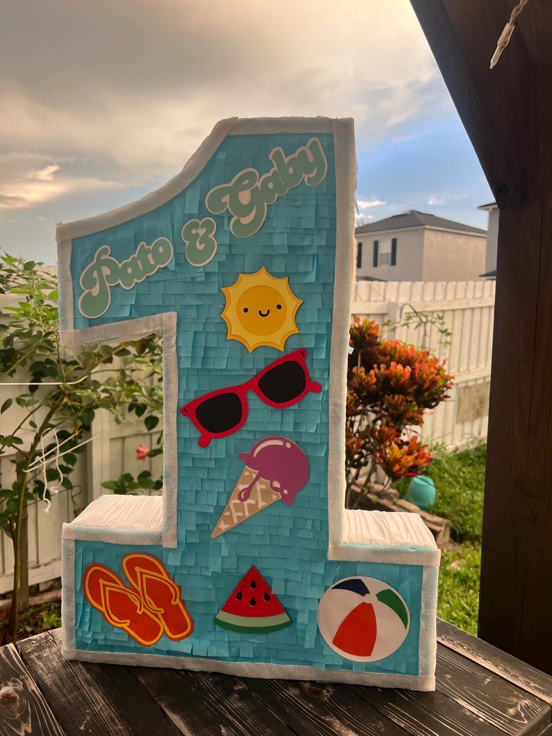 Summer Number Pinata: Handmade Pool Party Decoration - Etsy