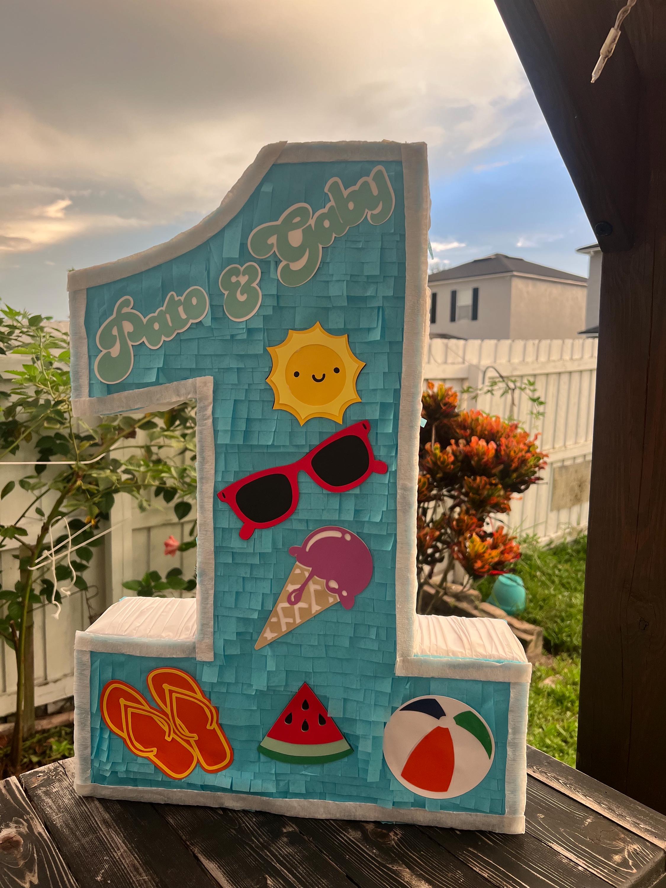 Summer Number Pinata: Handmade Pool Party Decoration - Etsy
