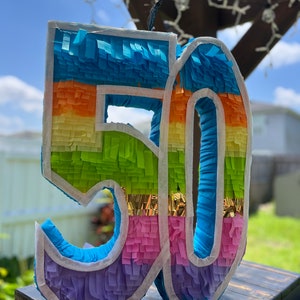 Number 50 Pinata: Custom Colors, 50th Birthday Party Decoration - Etsy