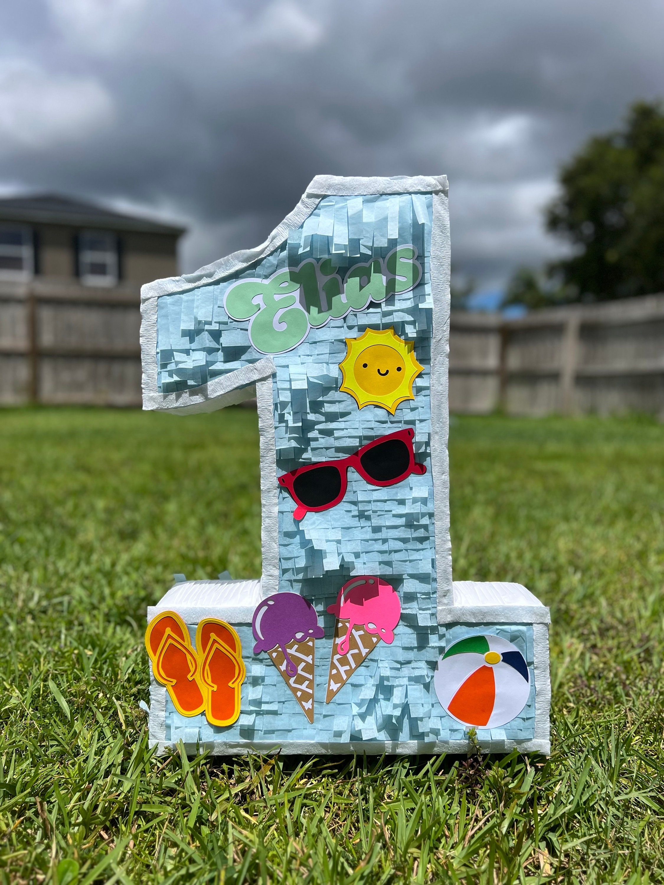 Summer Number Pinata: Handmade Pool Party Decoration - Etsy