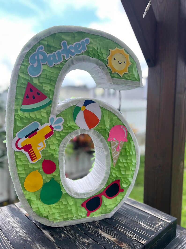 Summer Number Pinata: Handmade Pool Party Decoration - Etsy