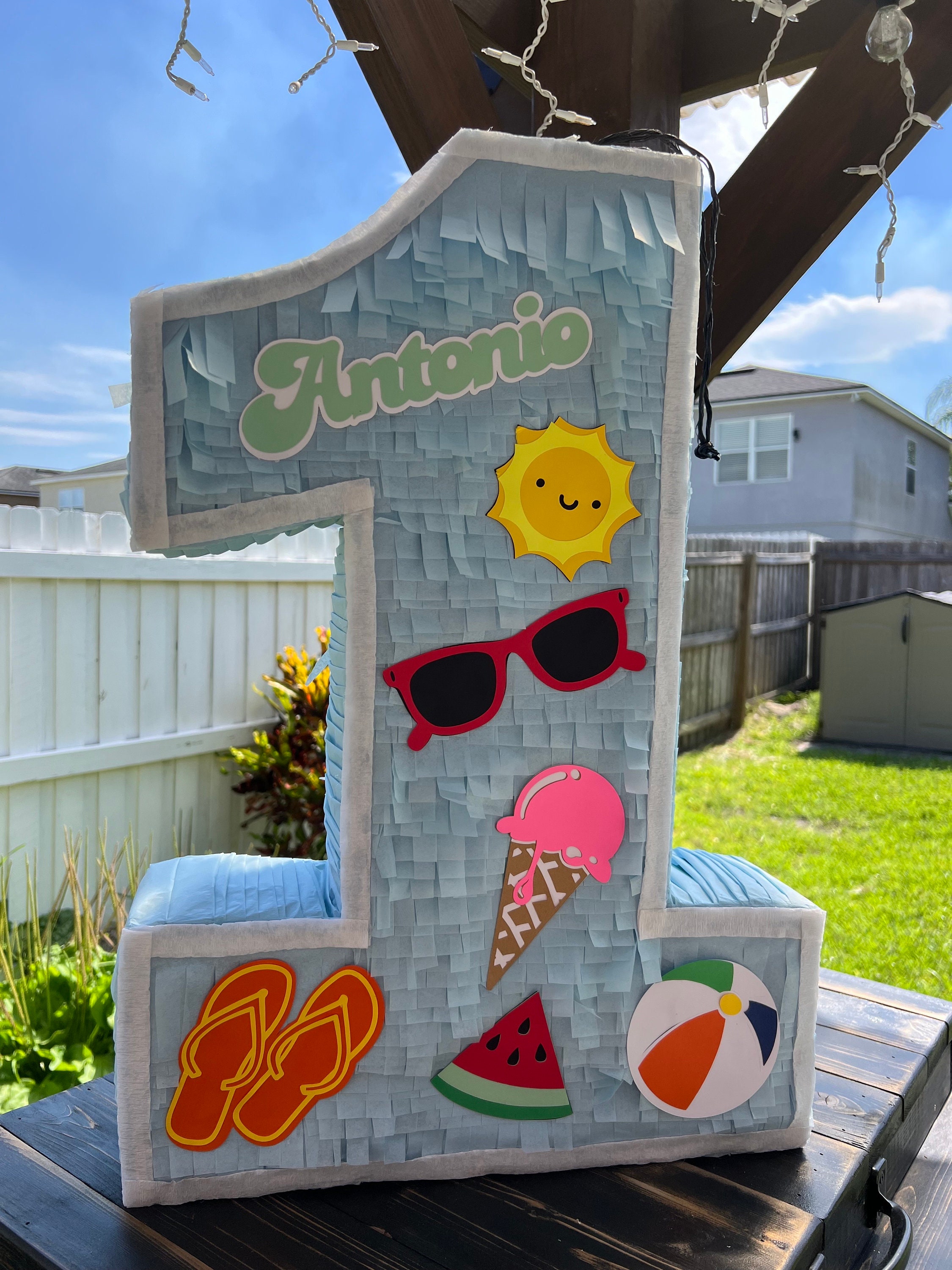 Summer Number Pinata: Handmade Pool Party Decoration - Etsy