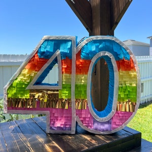 Number 40th Pinata: Custom Colors, 40th Birthday Party Decoration - Etsy
