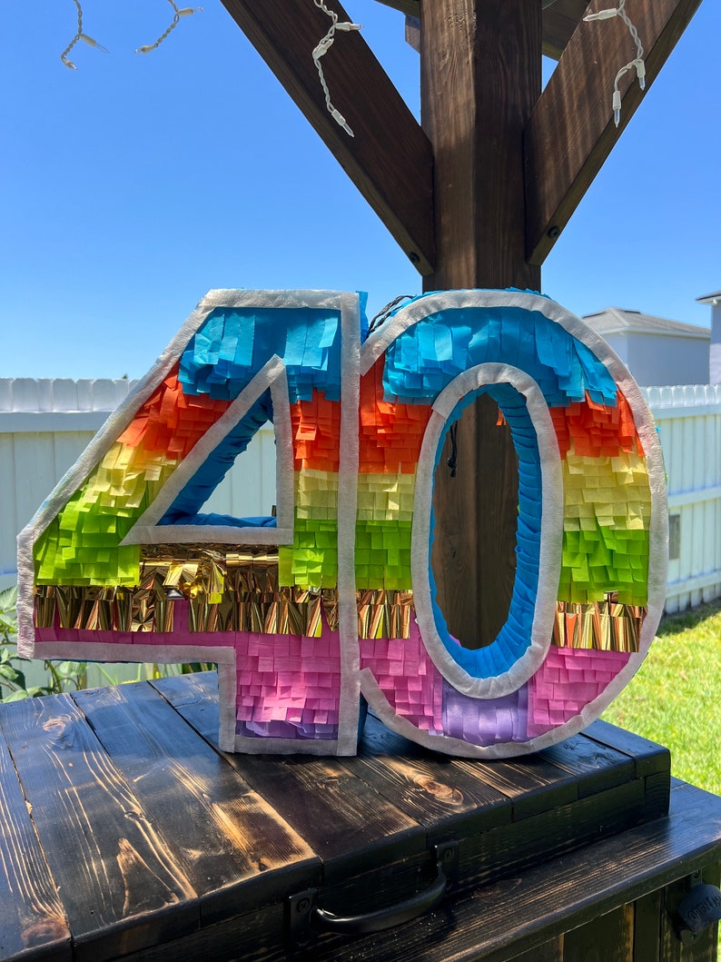 Number 40th Pinata: Custom Colors, 40th Birthday Party Decoration - Etsy