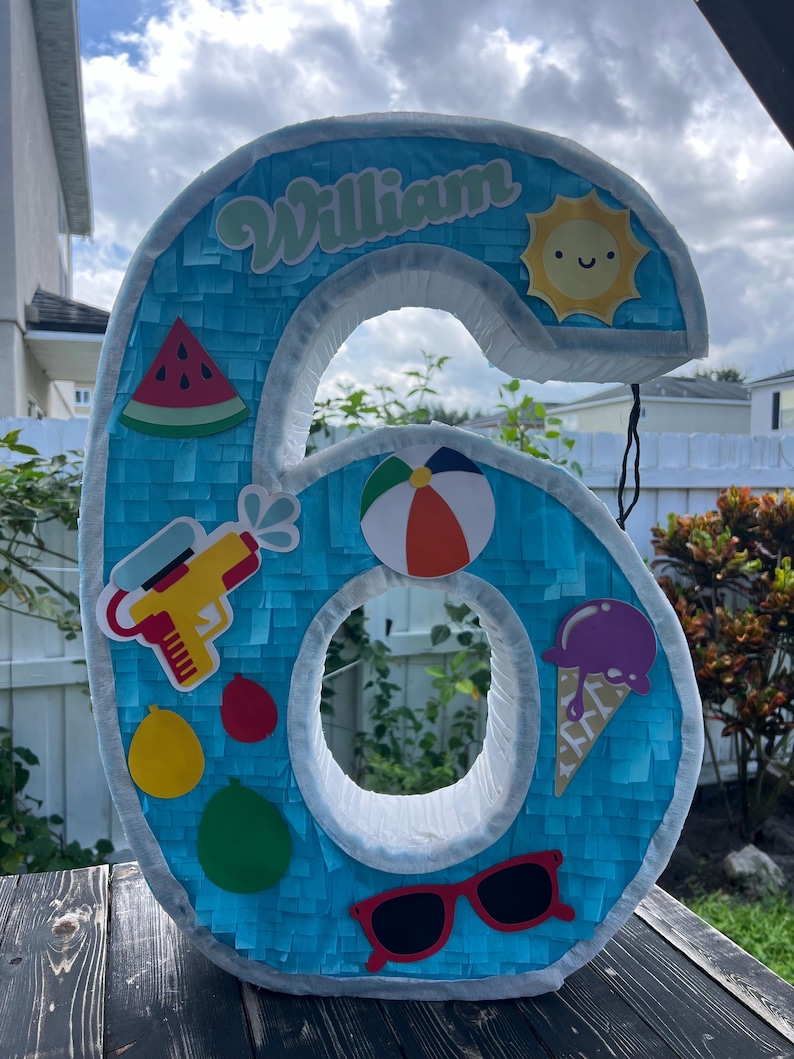Summer Number Pinata: Handmade Pool Party Decoration - Etsy