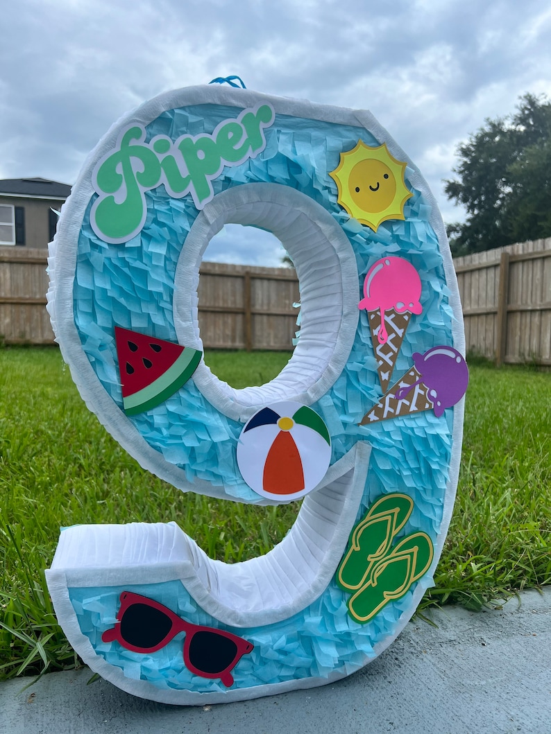 Summer Number Pinata: Handmade Pool Party Decoration - Etsy