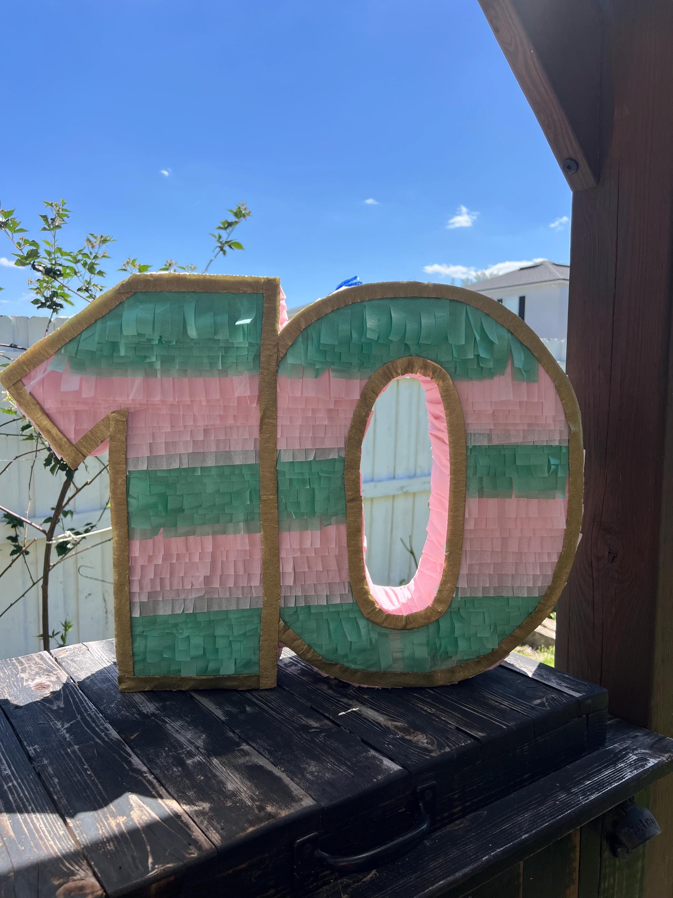 Number 10 Pinata: Custom Colors, 10th Birthday Party Decoration - Etsy