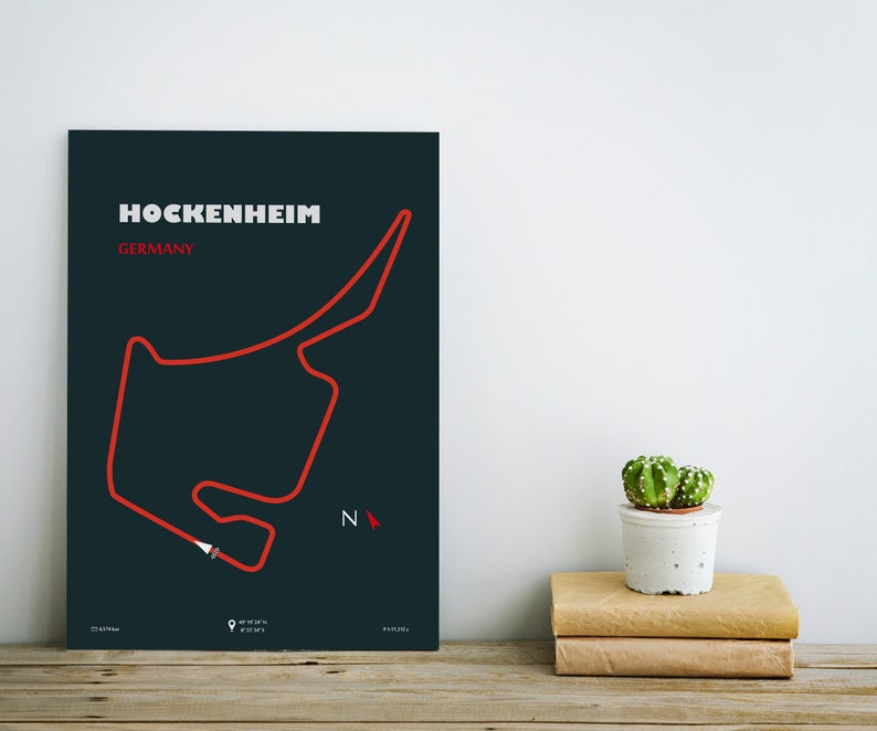 Hockenheim Race Track Map F1 Poster Minimalist Glow Effect German GP ...