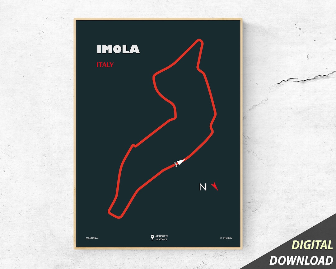 Imola GP Layout Formula 1 Track Map Emilia Romagna F1 Poster Digital ...