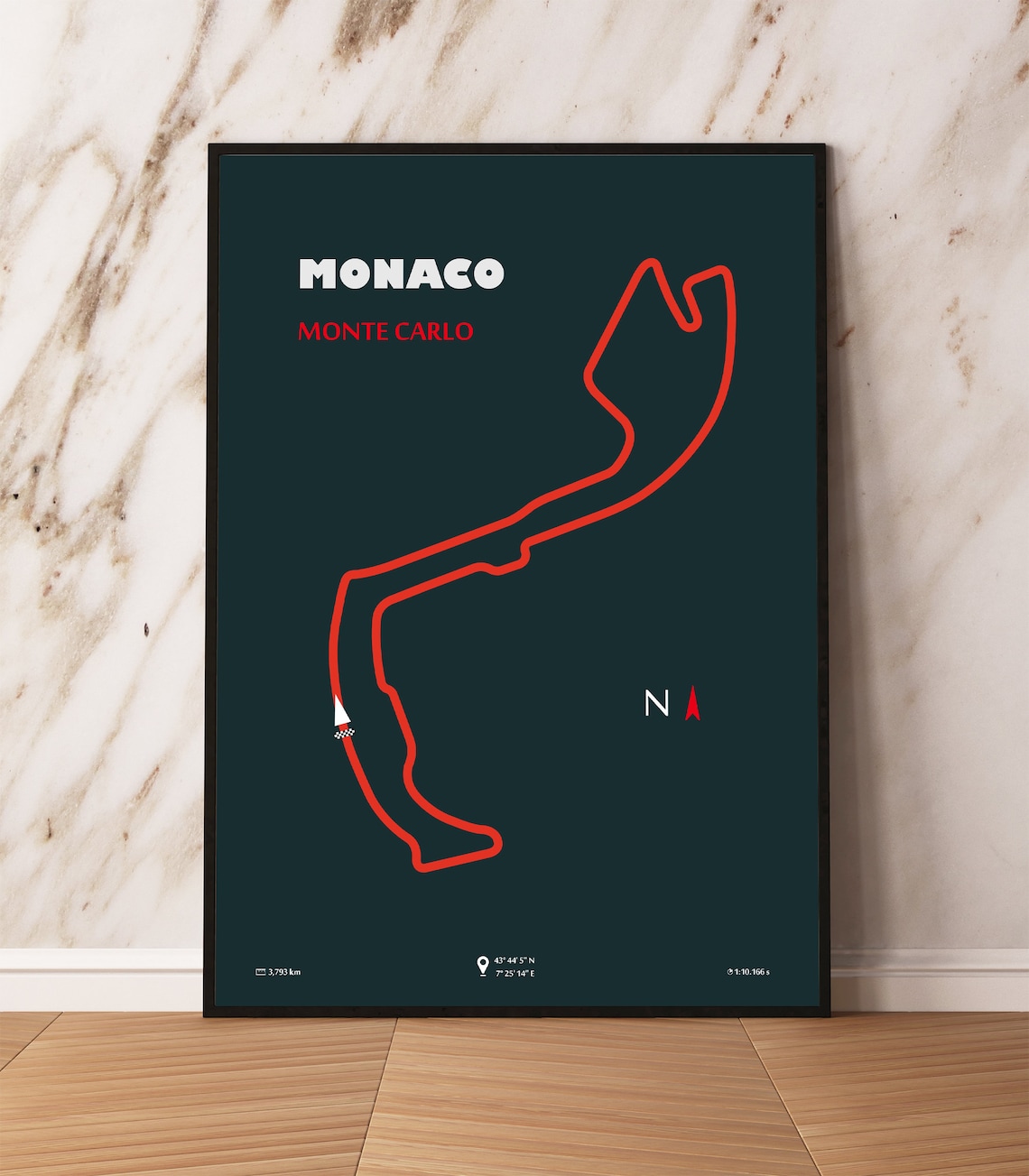 Monaco Race Track Map F1 Poster Minimalist Glow Effect Monte Carlo GP ...