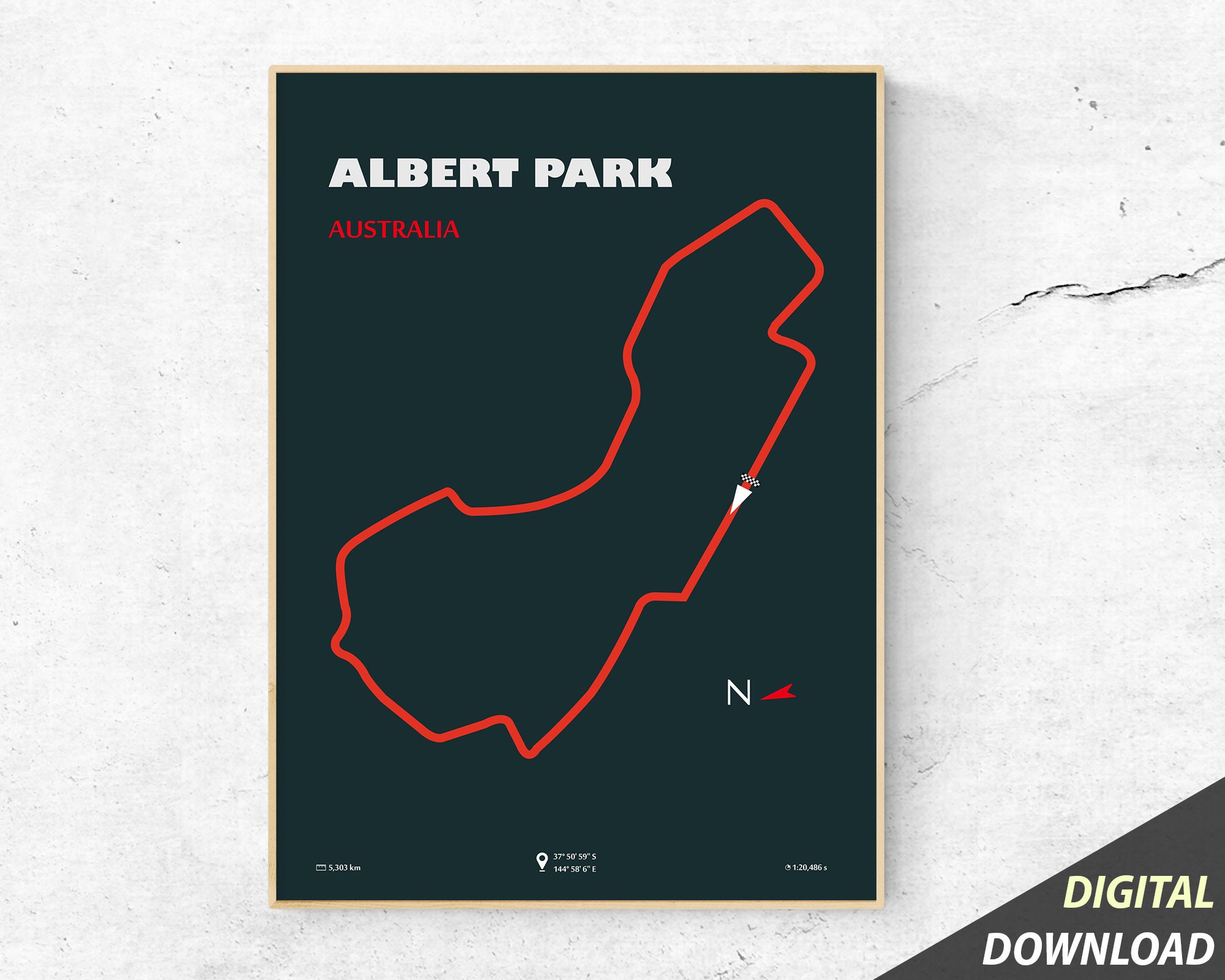 Albert Park Race Track Map F1 Poster Minimalist Glow Effect Australian ...
