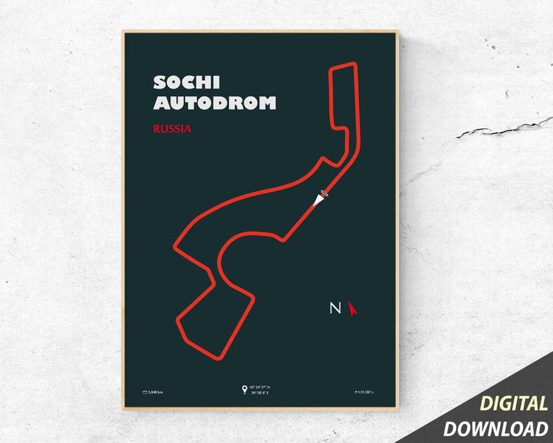 Formula 1 Sochi Race Track Map F1 Poster Minimalist Glow - Etsy