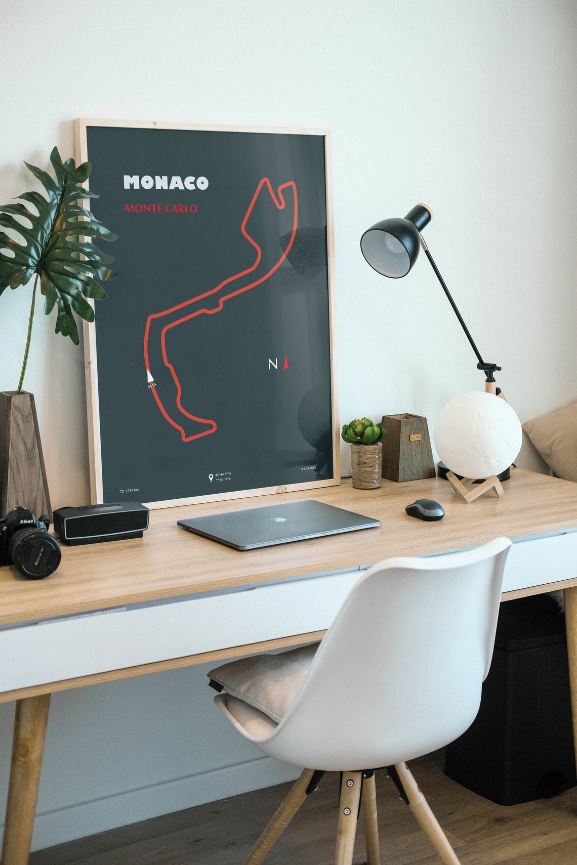 Monaco Race Track Map F1 Poster Minimalist Glow Effect Monte Carlo GP ...
