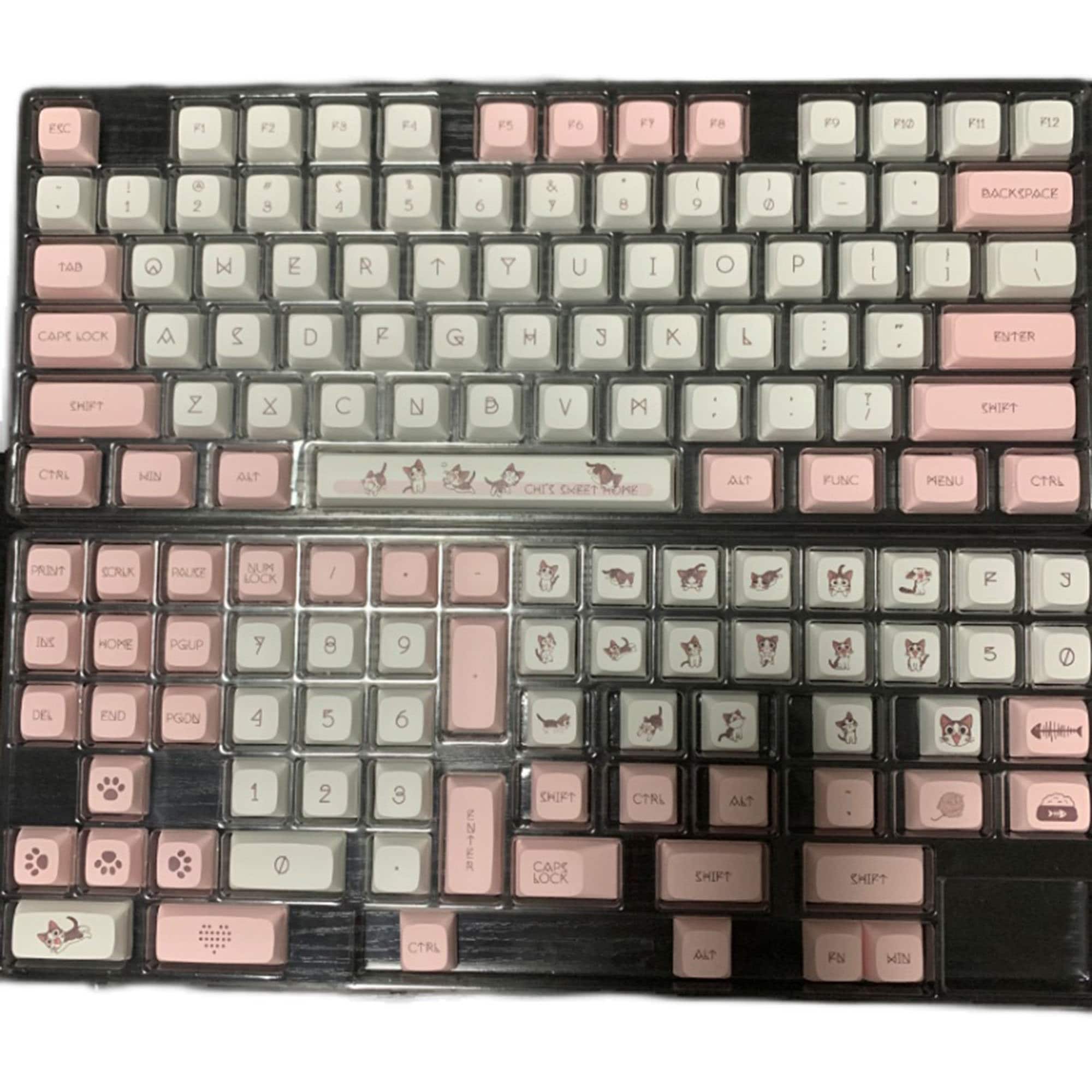 142PCS Pink Cat Keycaps PBT Key Caps Mechanical Keyboard | Etsy