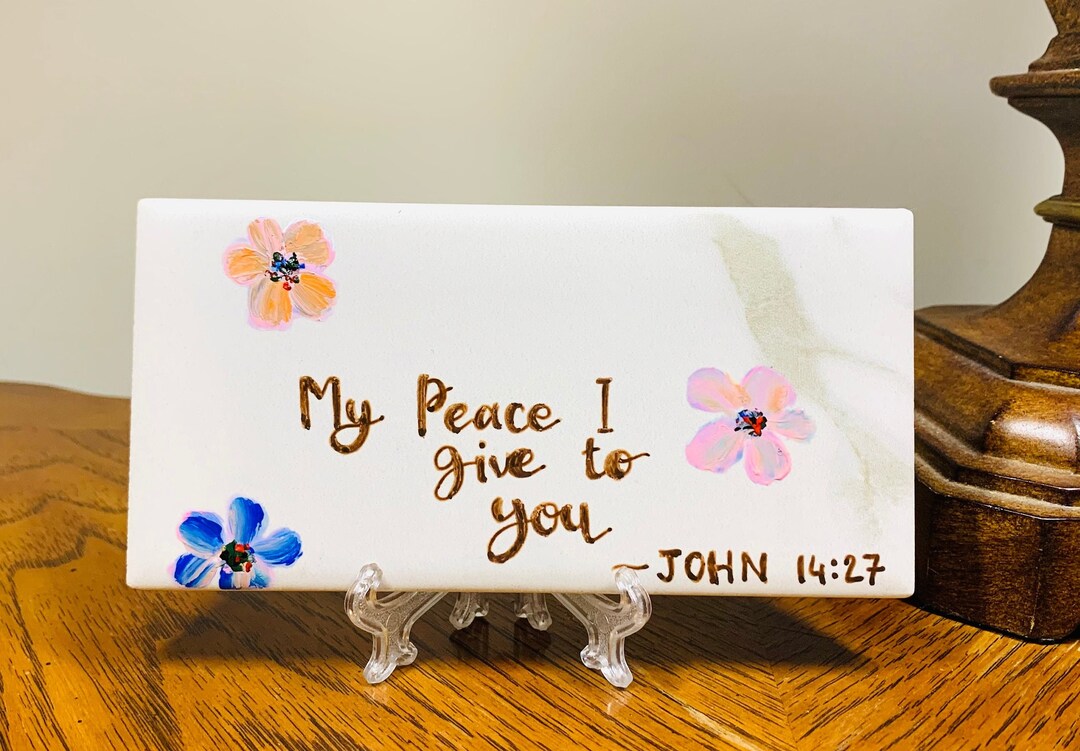 Hand-painted Floral Bible Verse Tile: Inspirational Home Decor - Etsy