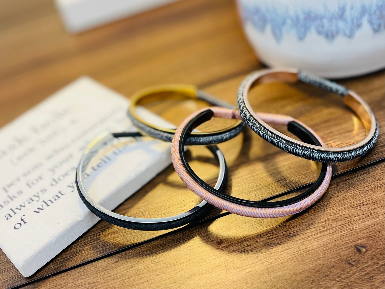 Healthy Hair Tie Bangle Bracelet in Stainless Steel - Adjustable ...