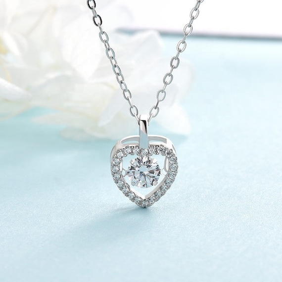 Dancing diamond heart necklace store