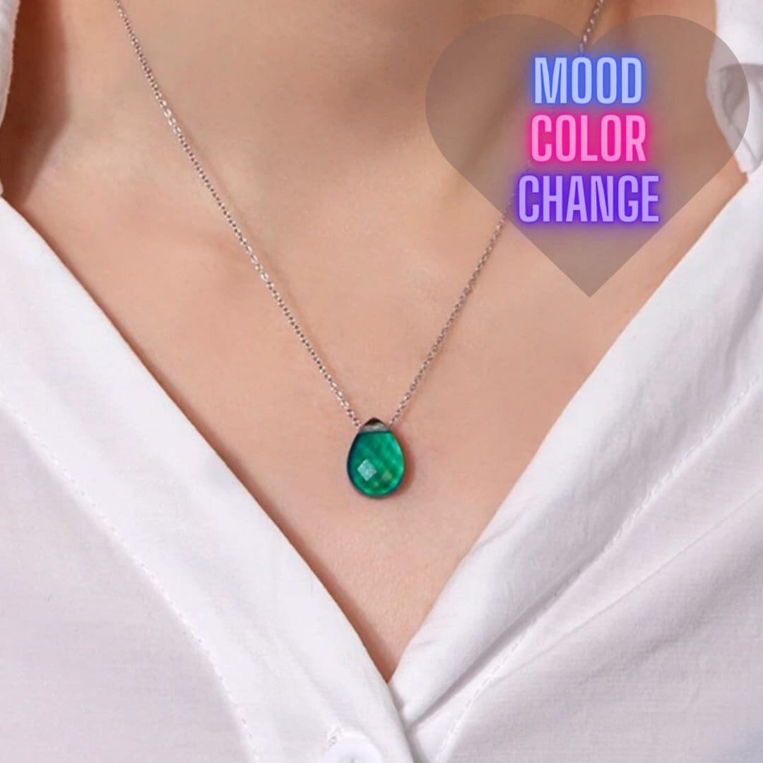 MOOD TEARDROP Necklace- Emotion Color Changing Crystal Pendant - Unique ...
